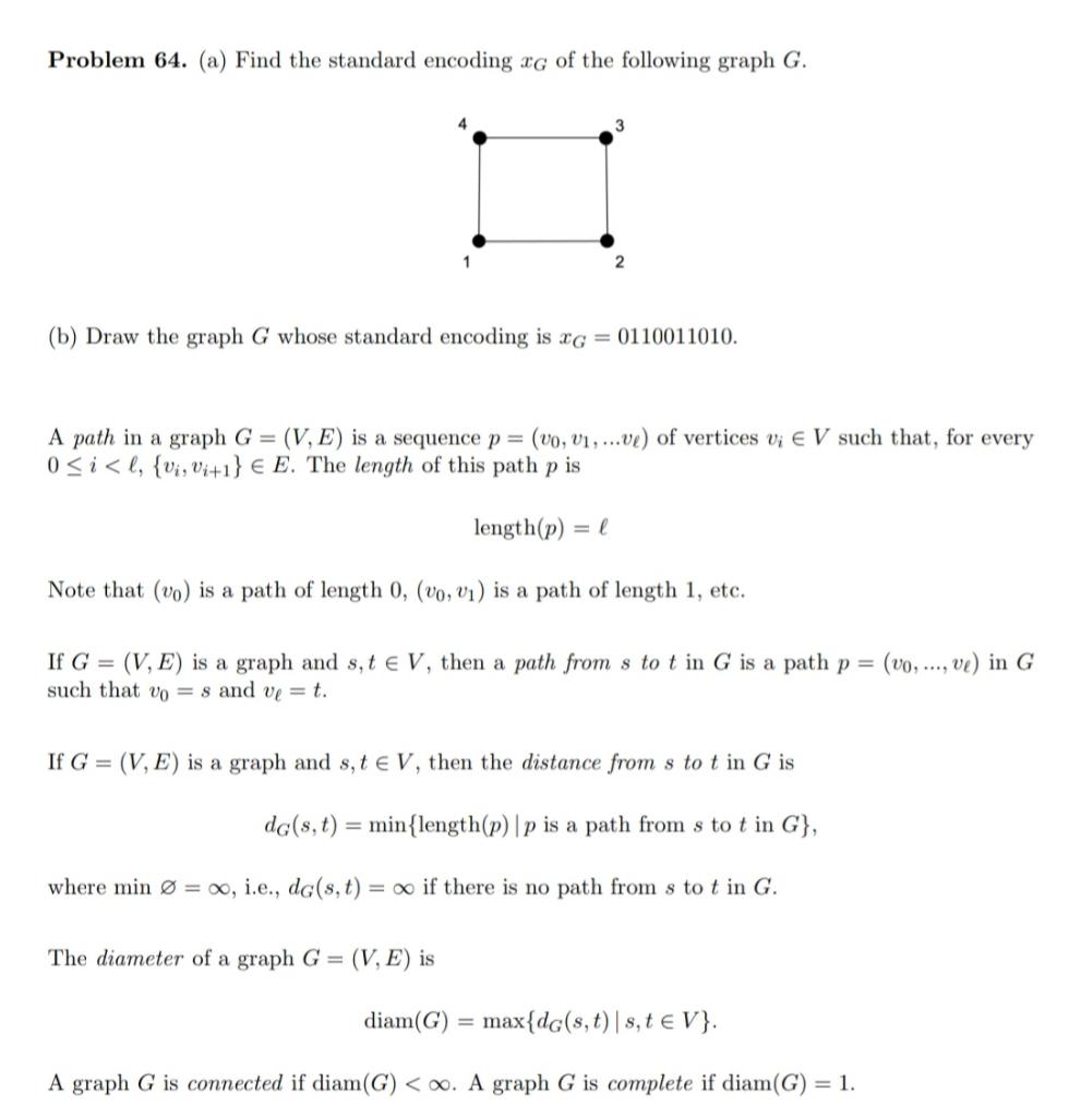 Solved Problem 64. (a) Find the standard encoding ag of the | Chegg.com