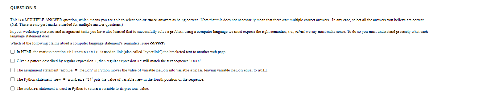 Solved QUESTION 3 This is a MULTIPLE ANSWER question, which | Chegg.com
