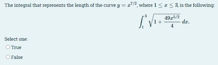 Solved The integral that represents the length of the curve | Chegg.com