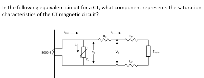 Solved In the following equivalent circuit for a CT, what | Chegg.com