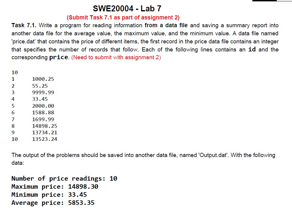 Solved SWE20004 - Lab 7 (Submit Task 7.1 as part of | Chegg.com