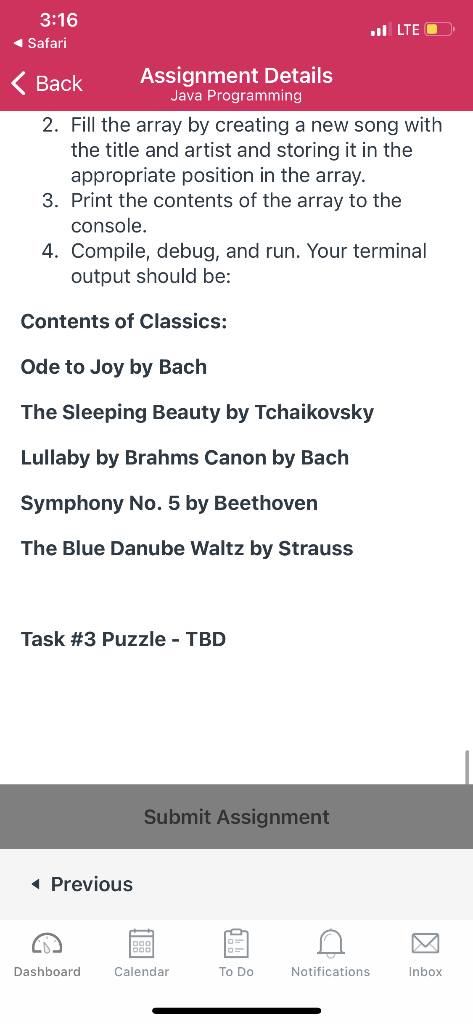 Solved 3:14 l LTE + + Back Assignment Details Java | Chegg.com