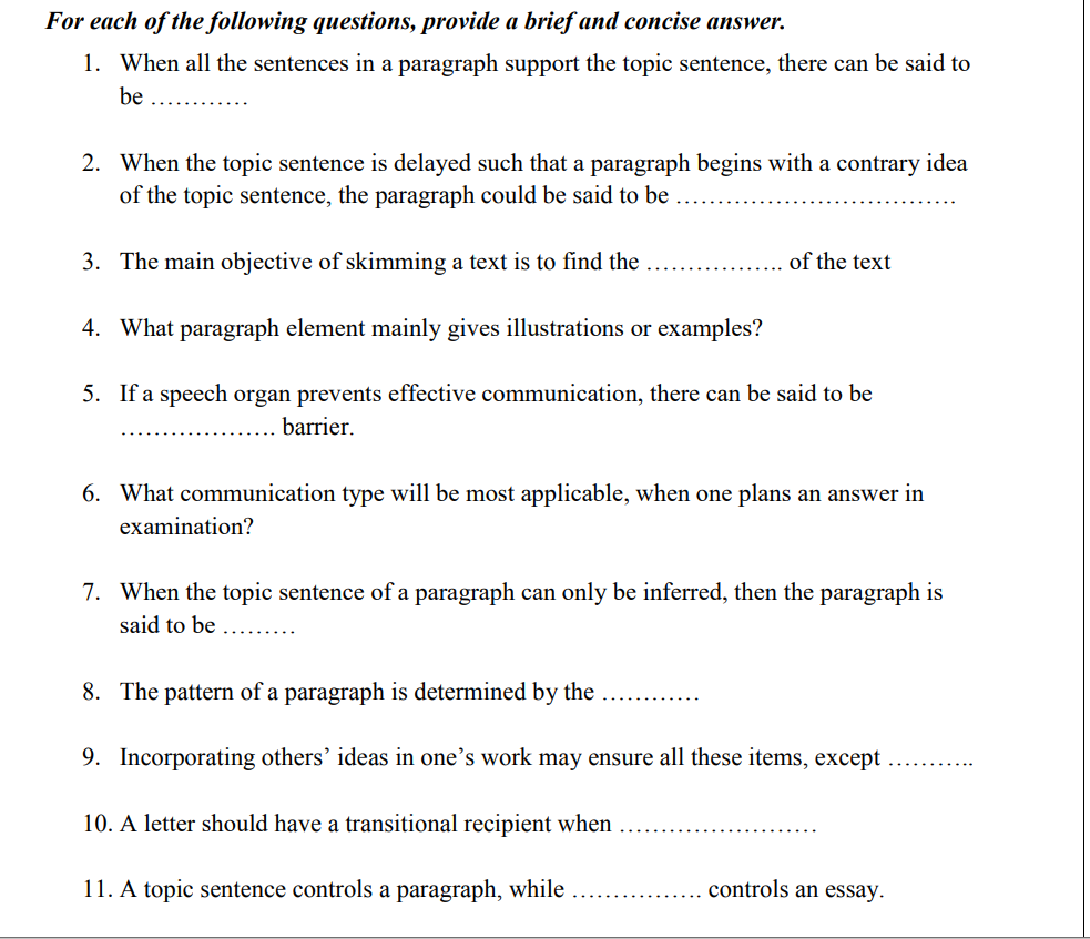 Solved For each of the following questions, provide a brief | Chegg.com