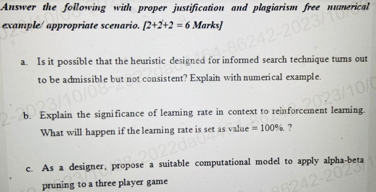 Solved Answer the following with proper justification and | Chegg.com