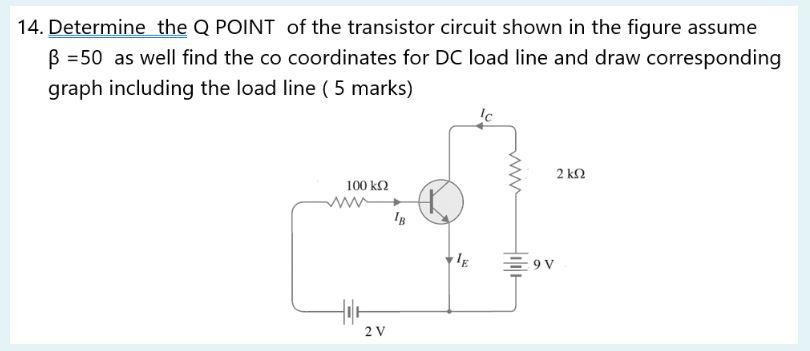 Solved 14. Determine the Q POINT of the transistor circuit | Chegg.com