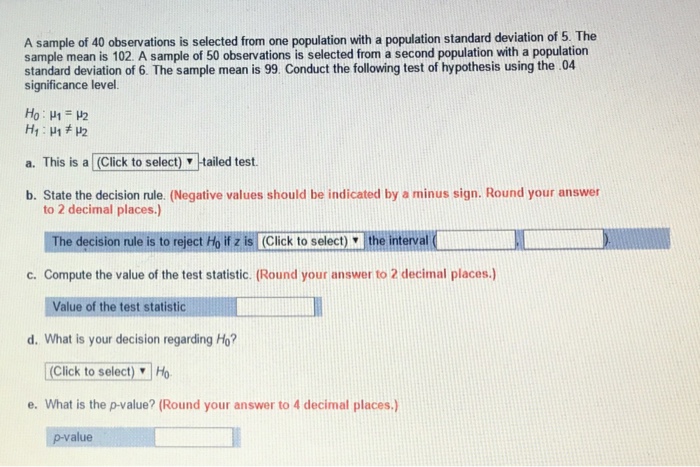 Solved A sample of 40 observations is selected from one | Chegg.com Solved A sample of 40 observations is selected from one | Chegg.com
