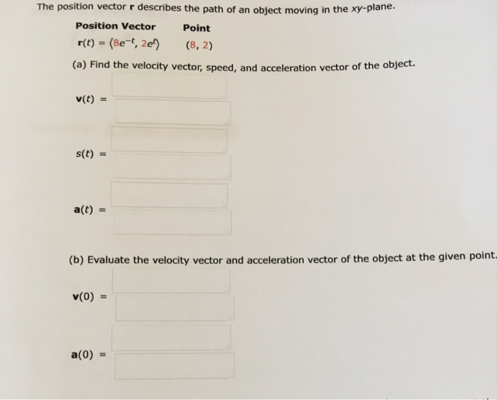 Solved The position vector r describes the path of an object | Chegg.com
