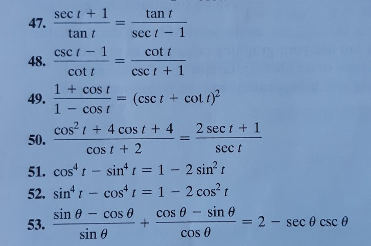 Solved sect +1 tan t CSC t 1 cot t 1 + cos t tan t sect1 cot | Chegg.com