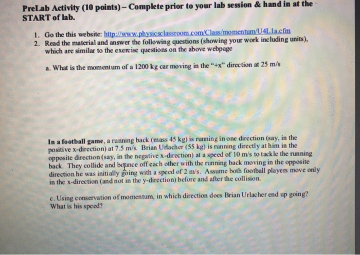 Solved PreLab Activity (10 points)- Complete prior to your | Chegg.com