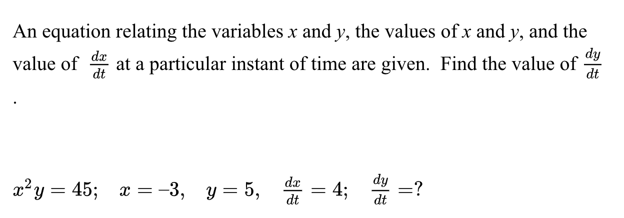 Solved An equation relating the variables x and y, the | Chegg.com