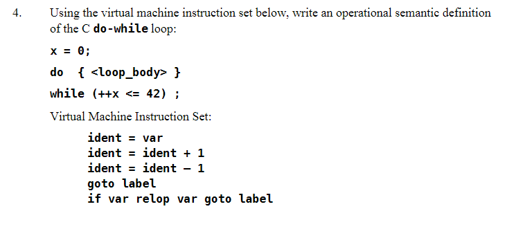 Solved 4. Using the virtual machine instruction set below, | Chegg.com