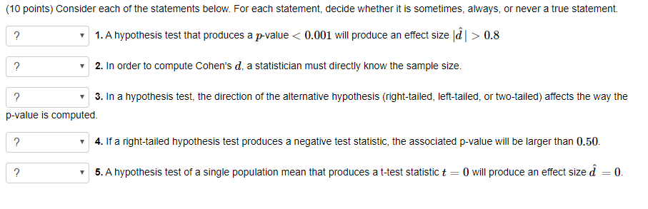 Solved (10 points) Consider each of the statements below. | Chegg.com