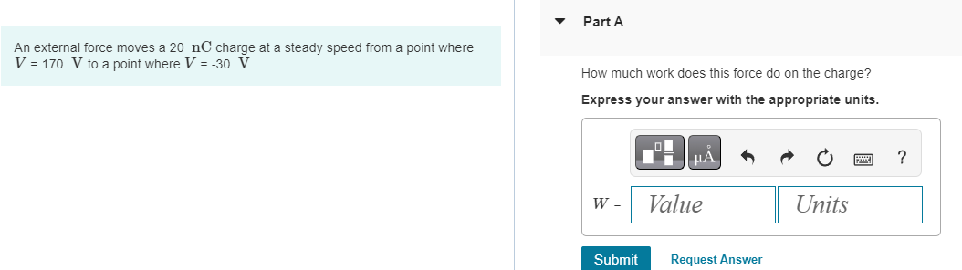 Solved An external force moves a 20nC charge at a steady | Chegg.com