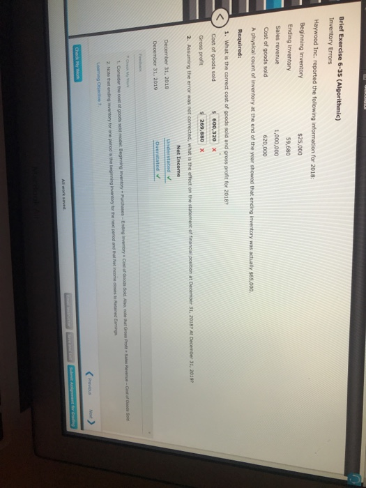 Solved Brief Exercise 6-35 (Algorithmic) Inventory Errors | Chegg.com