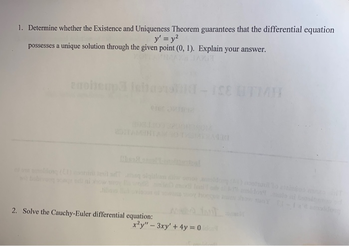 Solved 1. Determine whether the Existence and Uniqueness | Chegg.com