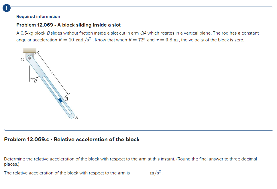 Solved !Required informationProblem 12.069 - ﻿A block | Chegg.com