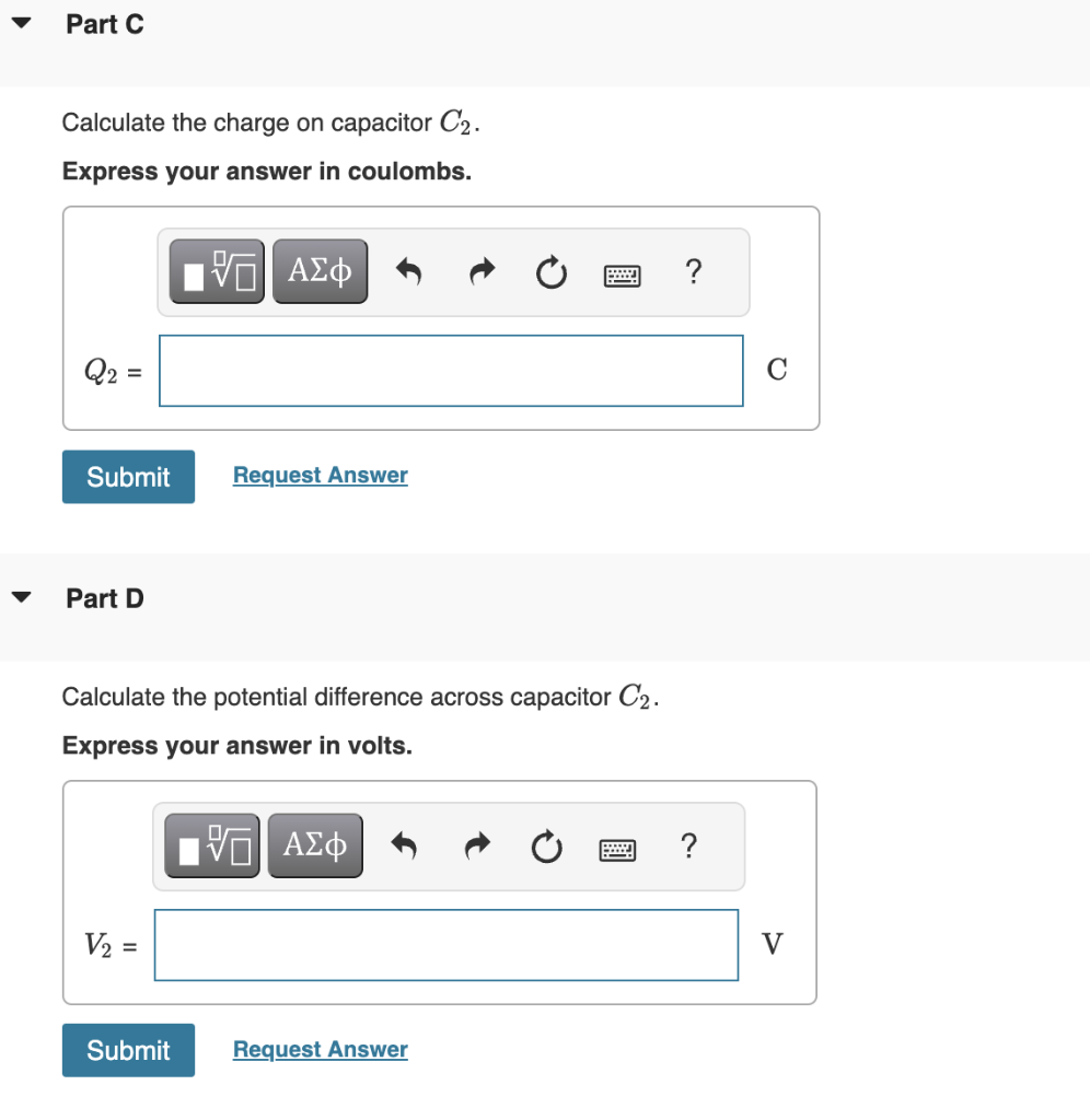 Solved In (Figure 1), each capacitor has C=4.60μF and | Chegg.com