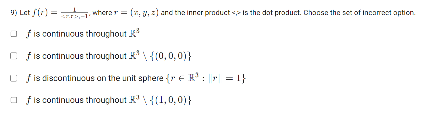 Solved Let f(r)=1(:r,r:),-1, ﻿where r=(x,y,z) ﻿and the inner | Chegg.com