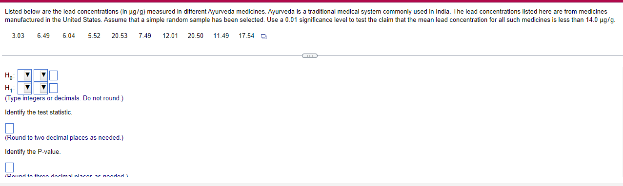 Solved H0 H1 (Type integers or decimals. Do not round.) | Chegg.com