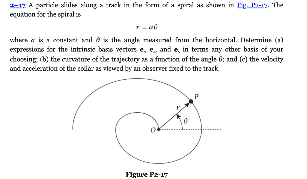 Solved 2-17 A particle slides along a track in the form of a | Chegg.com