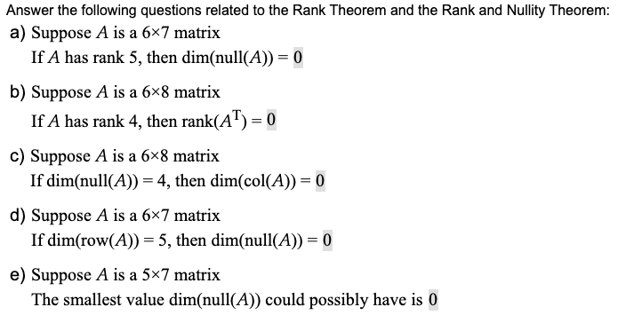 Solved Answer the following questions related to the Rank | Chegg.com