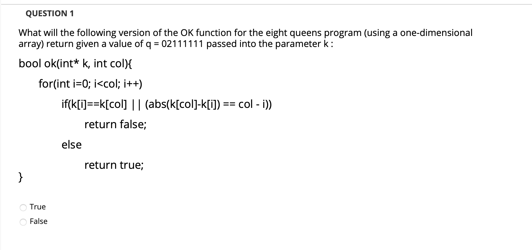 Solved QUESTION 1 What will the following version of the OK | Chegg.com