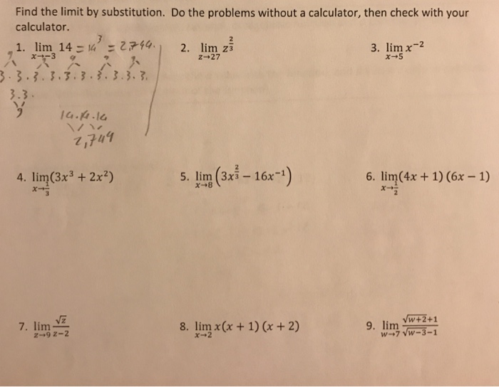 Solved Find the limit by substitution. Do the problems | Chegg.com