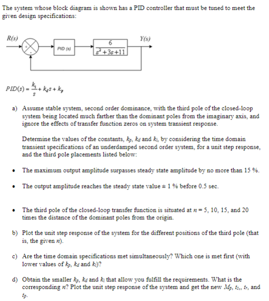 The system whose block diagram is shown has a PID | Chegg.com