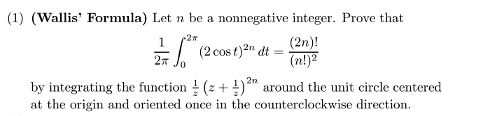 Solved (1) (Wallis' Formula) Let n be a nonnegative integer. | Chegg.com