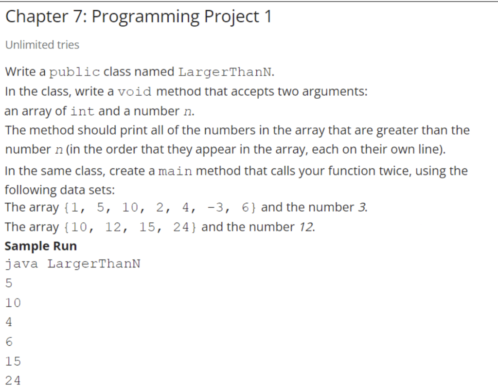Solved Chapter 7: Programming Project 1 Unlimited tries | Chegg.com Solved Chapter 7: Programming Project 1 Unlimited tries | Chegg.com