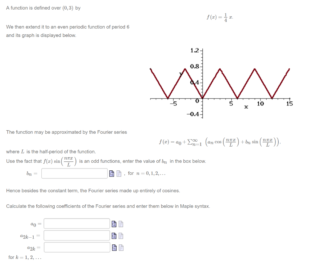 Solved A function is defined over (0,3) by We then extend it | Chegg.com