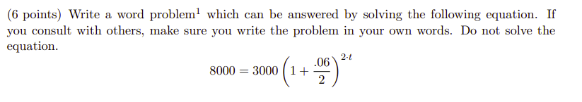 Solved (6 points) Write a word problem 1 which can be | Chegg.com