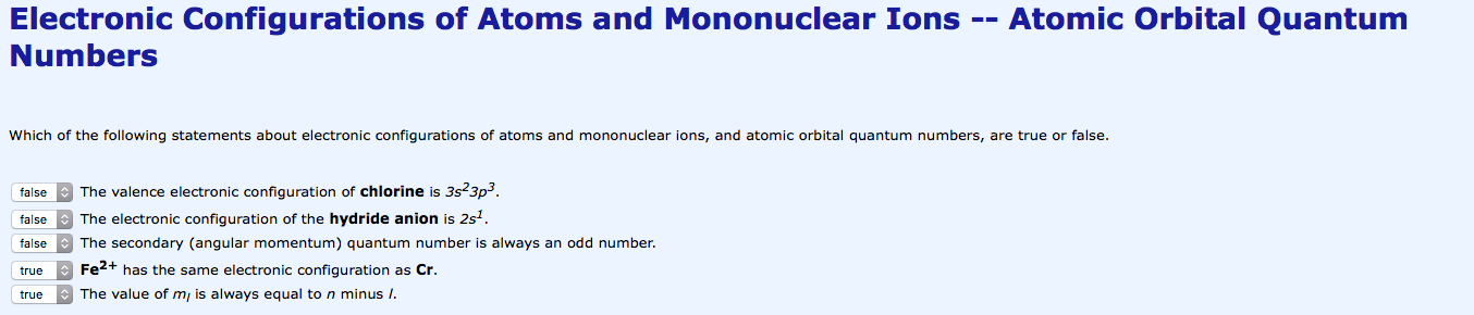 Solved Atomic Orbital Quantum Electronic Configurations of | Chegg.com