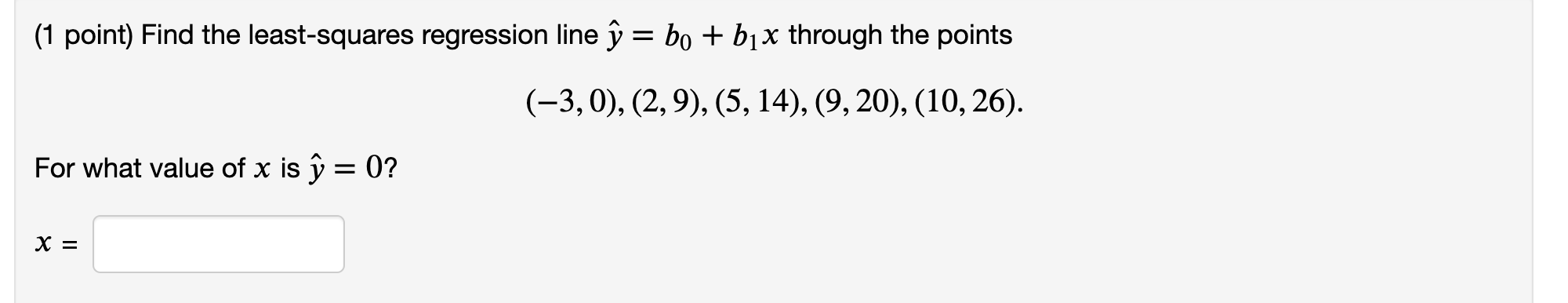 Solved (1 point) Find the least-squares regression line û = | Chegg.com