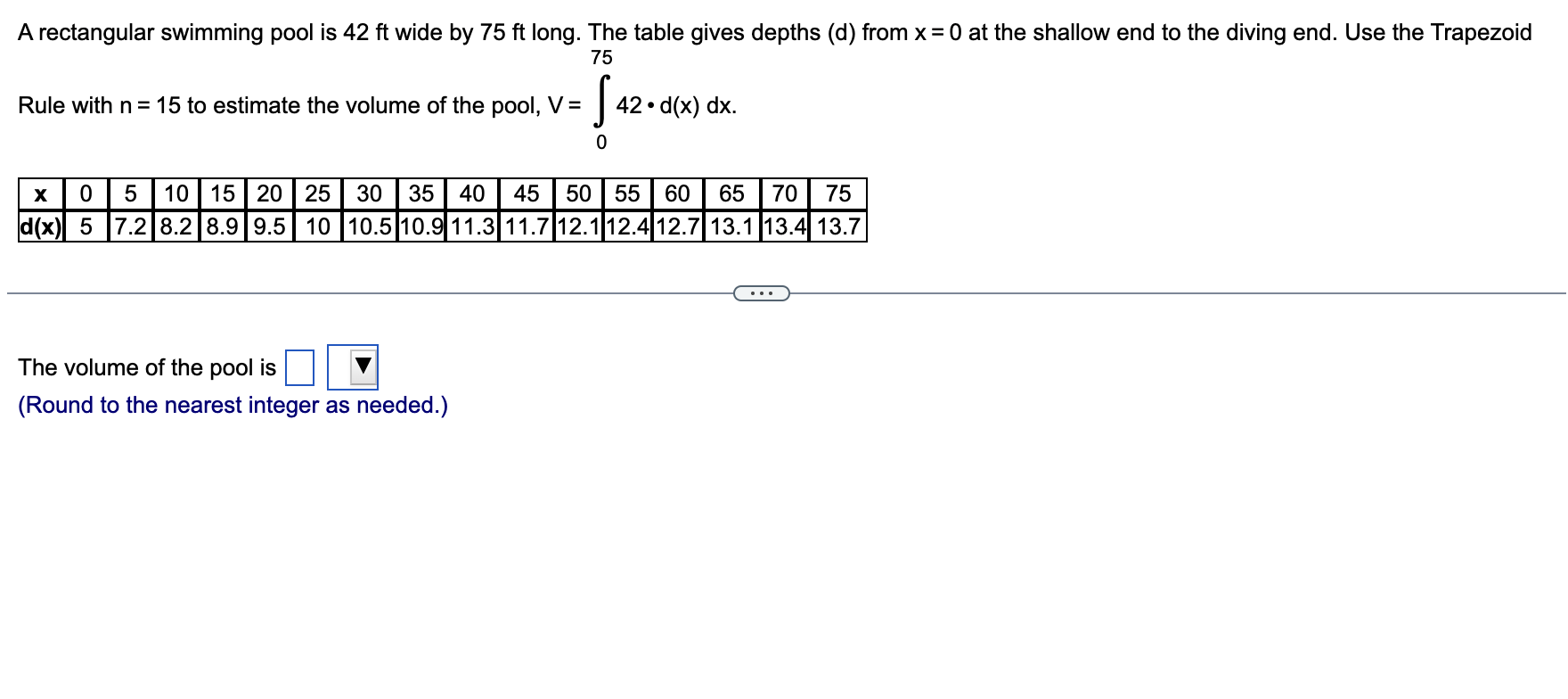 Solved A rectangular swimming pool is 42ft wide by 75ft | Chegg.com