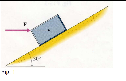 Solved F 30° Fig. 1 A 15-kg block is pushed up an inclined | Chegg.com