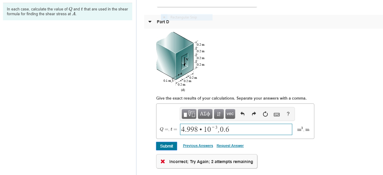Solved In each case, calculate the value of Q and t that are | Chegg.com