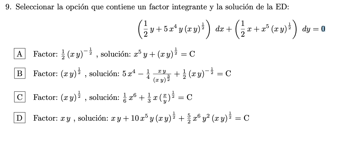 Solved 9. Seleccionar la opción que contiene un factor | Chegg.com