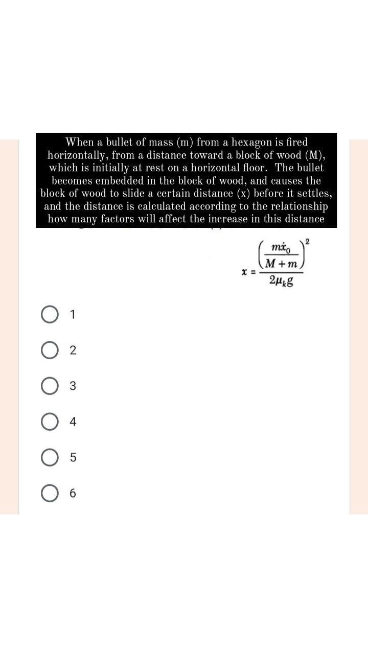 Solved When a bullet of mass (m) from a hexagon is fired | Chegg.com