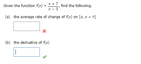 Solved Given the function f(x)=x−3x+7, find the following. | Chegg.com
