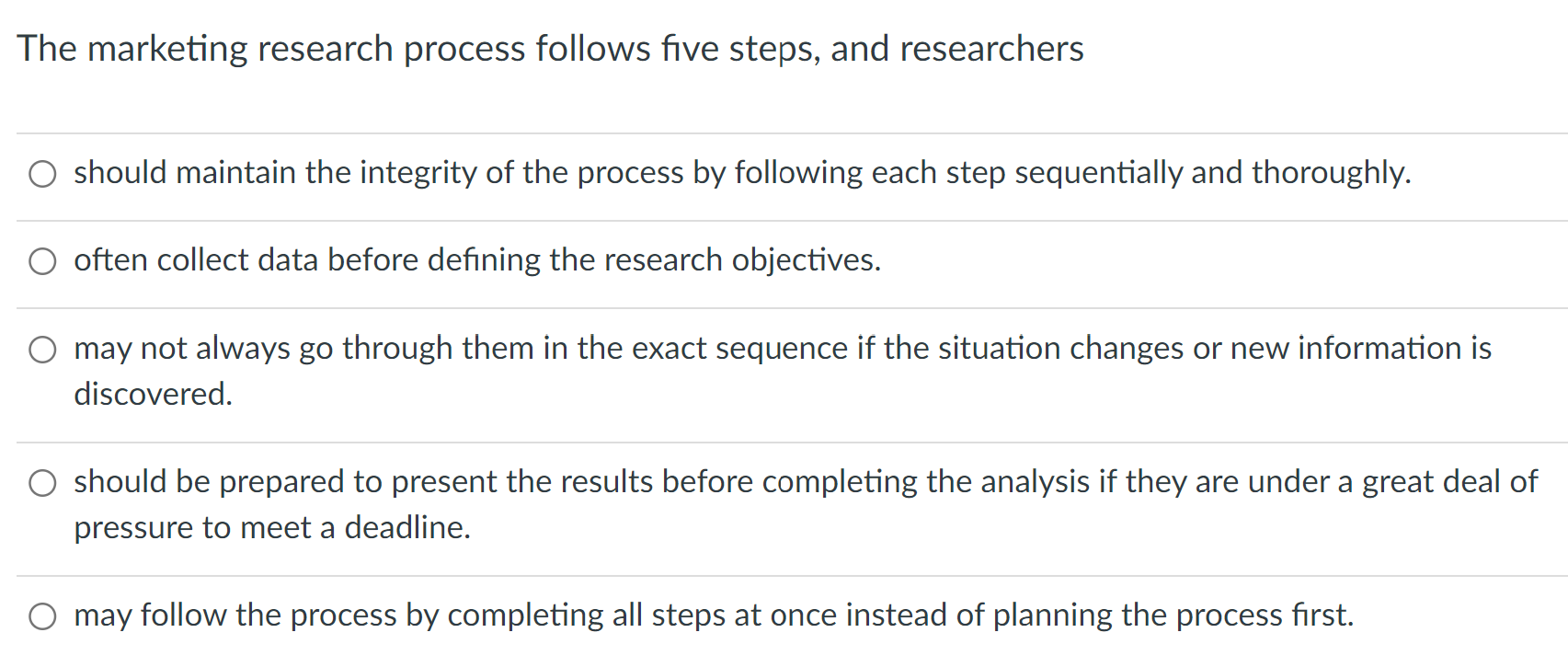 [Solved]: The marketing research process follows five step