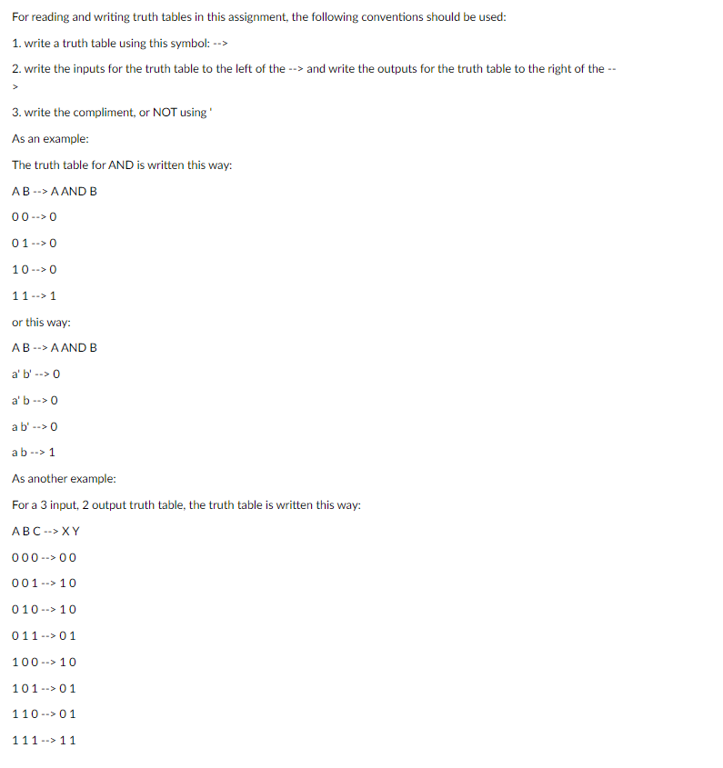 Solved For reading and writing truth tables in this | Chegg.com