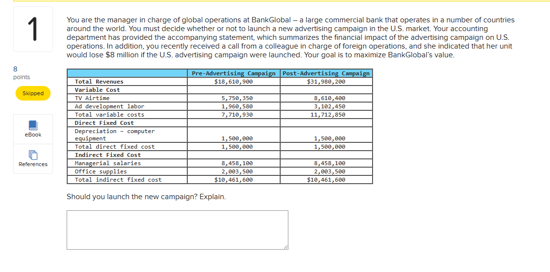 Solved 1You are the manager in charge of global operations | Chegg.com