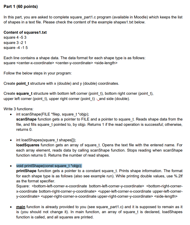 Solved Part 1 (60 points) In this part, you are asked to | Chegg.com