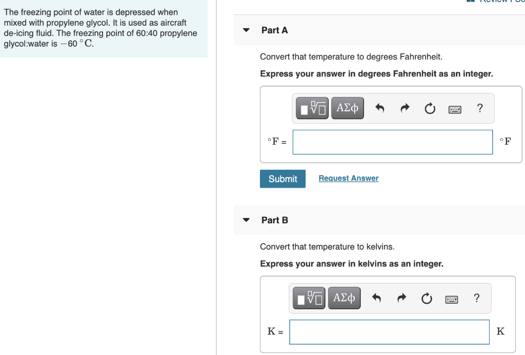 Solved The freezing point of water is depressed when mixed | Chegg.com