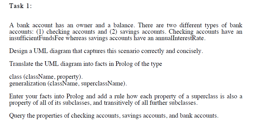 Solved Task 1: A bank account has an owner and a balance. | Chegg.com