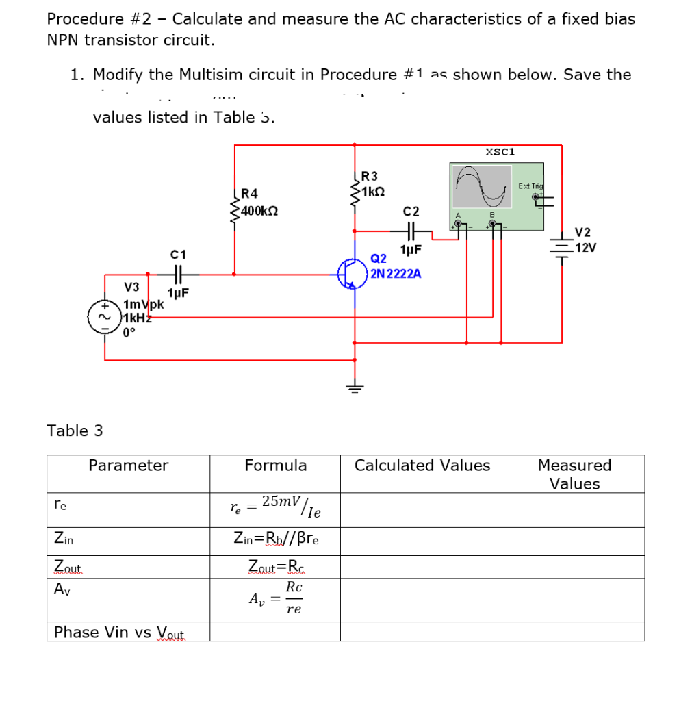 Solved Procedure #2 - Calculate and measure the AC | Chegg.com