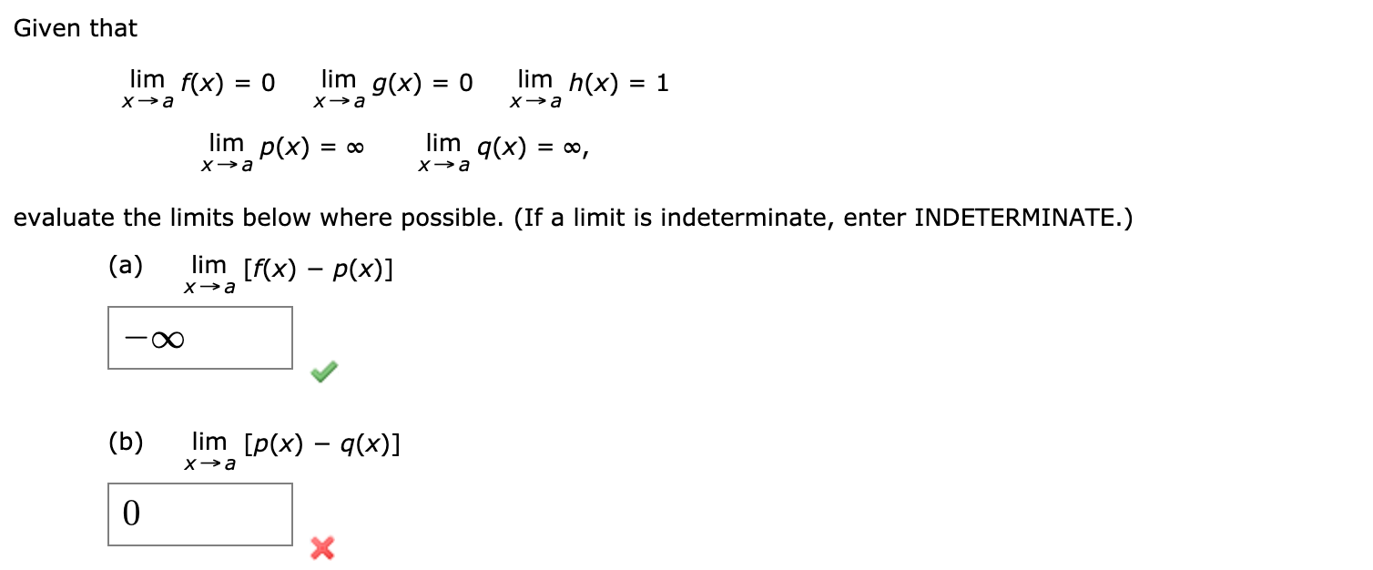 Solved Given that lim f(x) = 0 lim g(x) = 0 lim h(x) = 1 Xa | Chegg.com