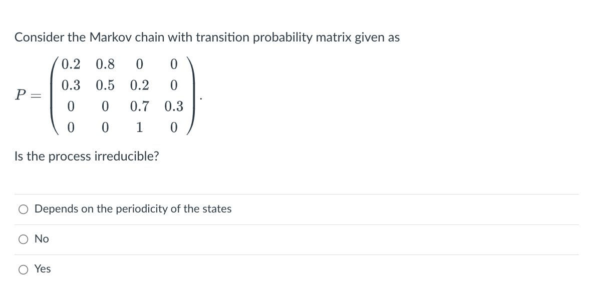Solved Consider the Markov chain with transition probability | Chegg.com