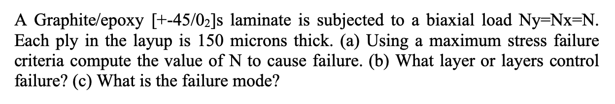 Solved A Graphite/epoxy [-45/02]s laminate is subjected to a | Chegg.com